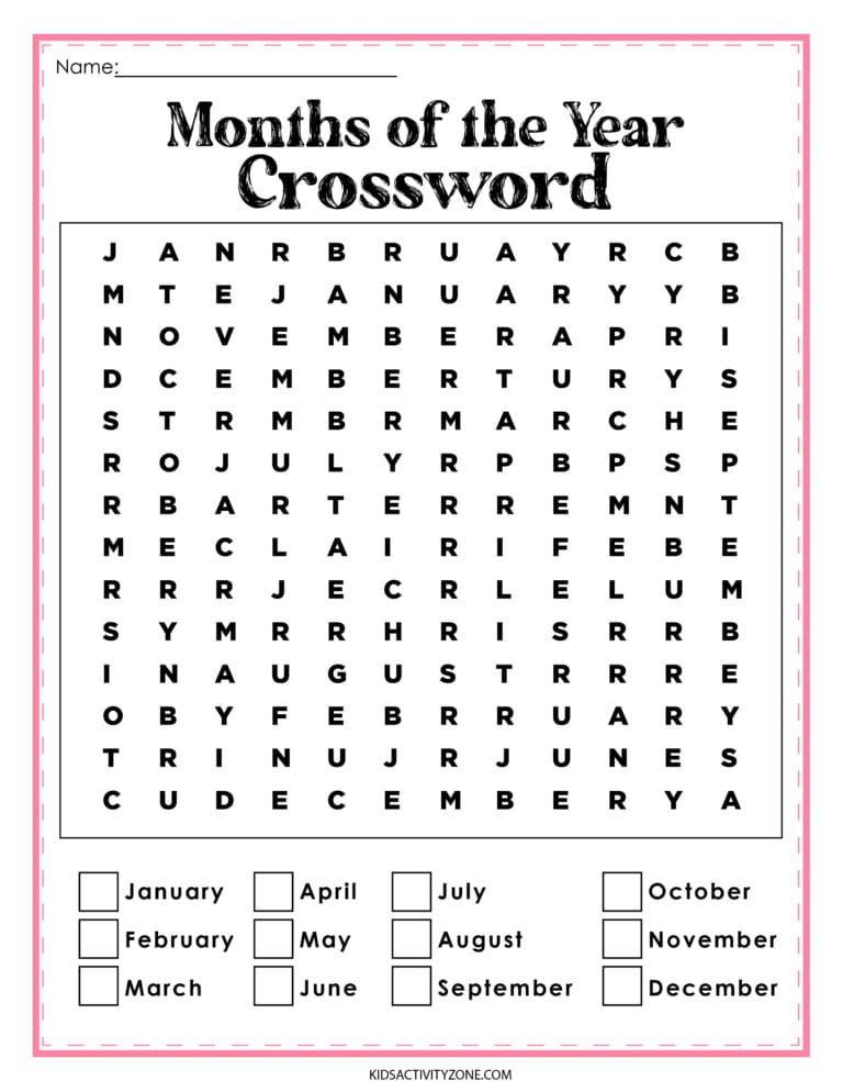 Months of the Year Worksheets - Kids Activity Zone
