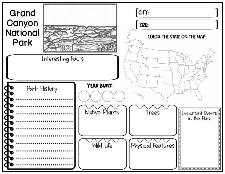 National Parks Worksheets - Kids Activity Zone
