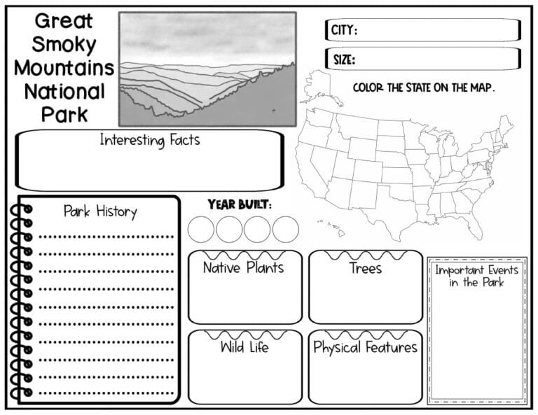 National Parks Worksheets - Kids Activity Zone
