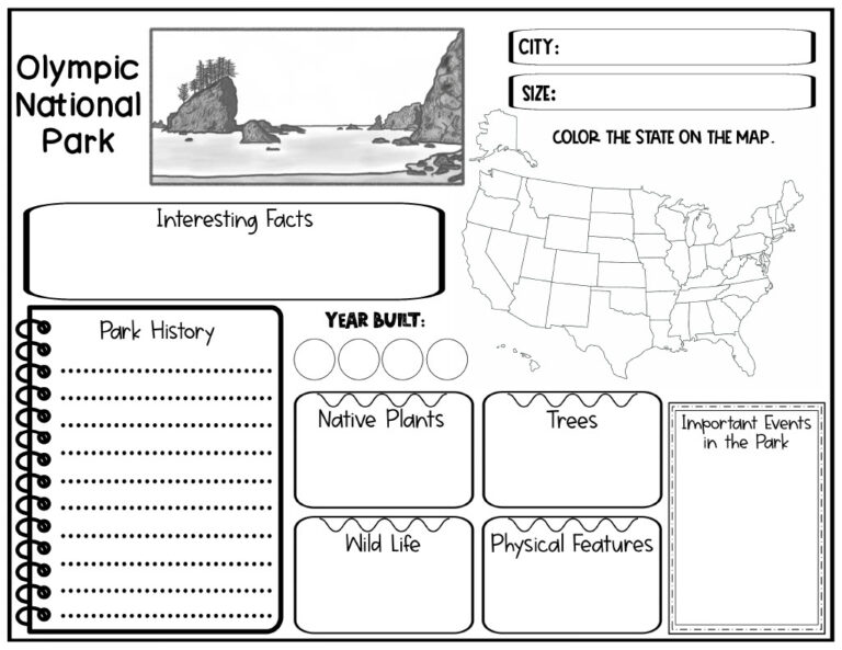 National Parks Worksheets - Kids Activity Zone