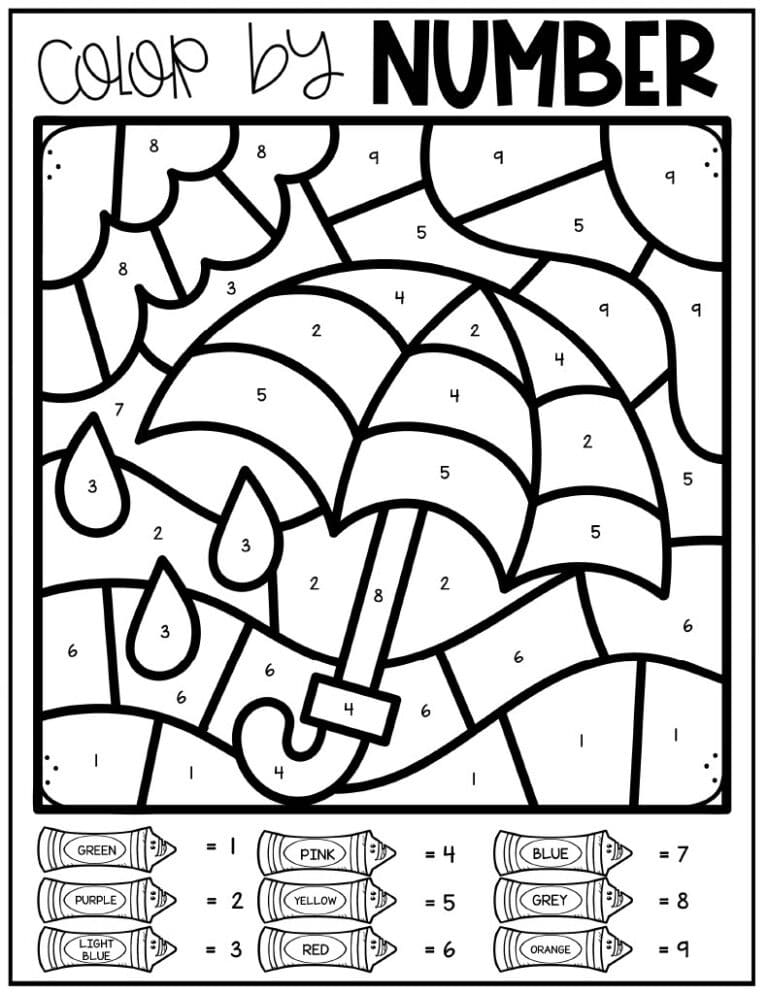 Spring Color by Number - Kids Activity Zone