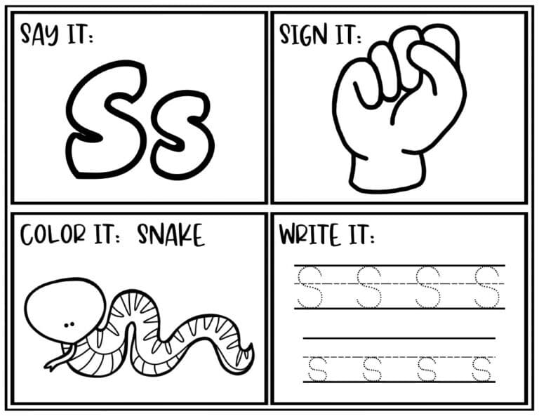 Beginner American Sign Language Worksheets - Kids Activity Zone