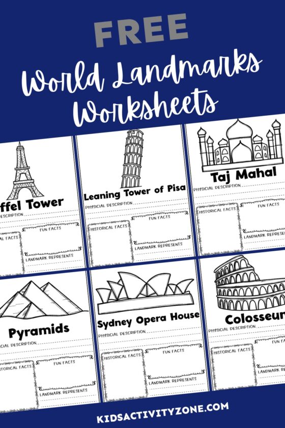 World Landmarks Worksheets - Kids Activity Zone