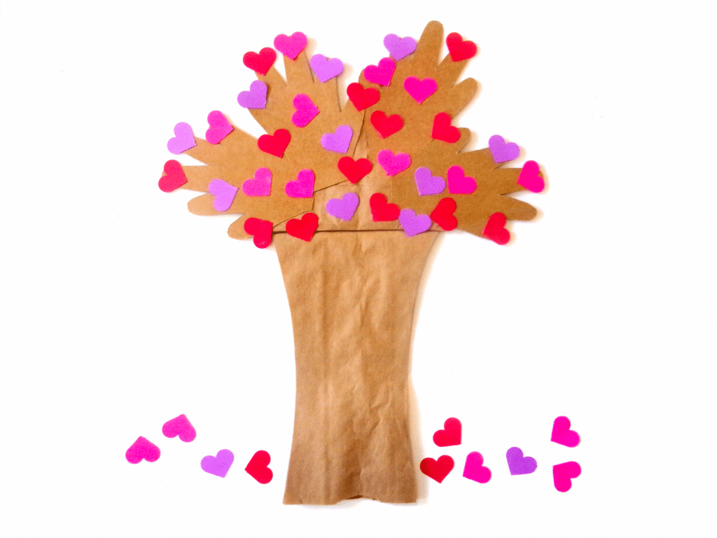 Paper Bag Heart Handprint Tree - Kids Activity Zone