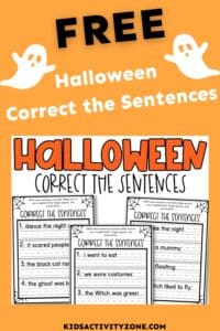 Halloween Correct the Sentences Worksheets - Kids Activity Zone