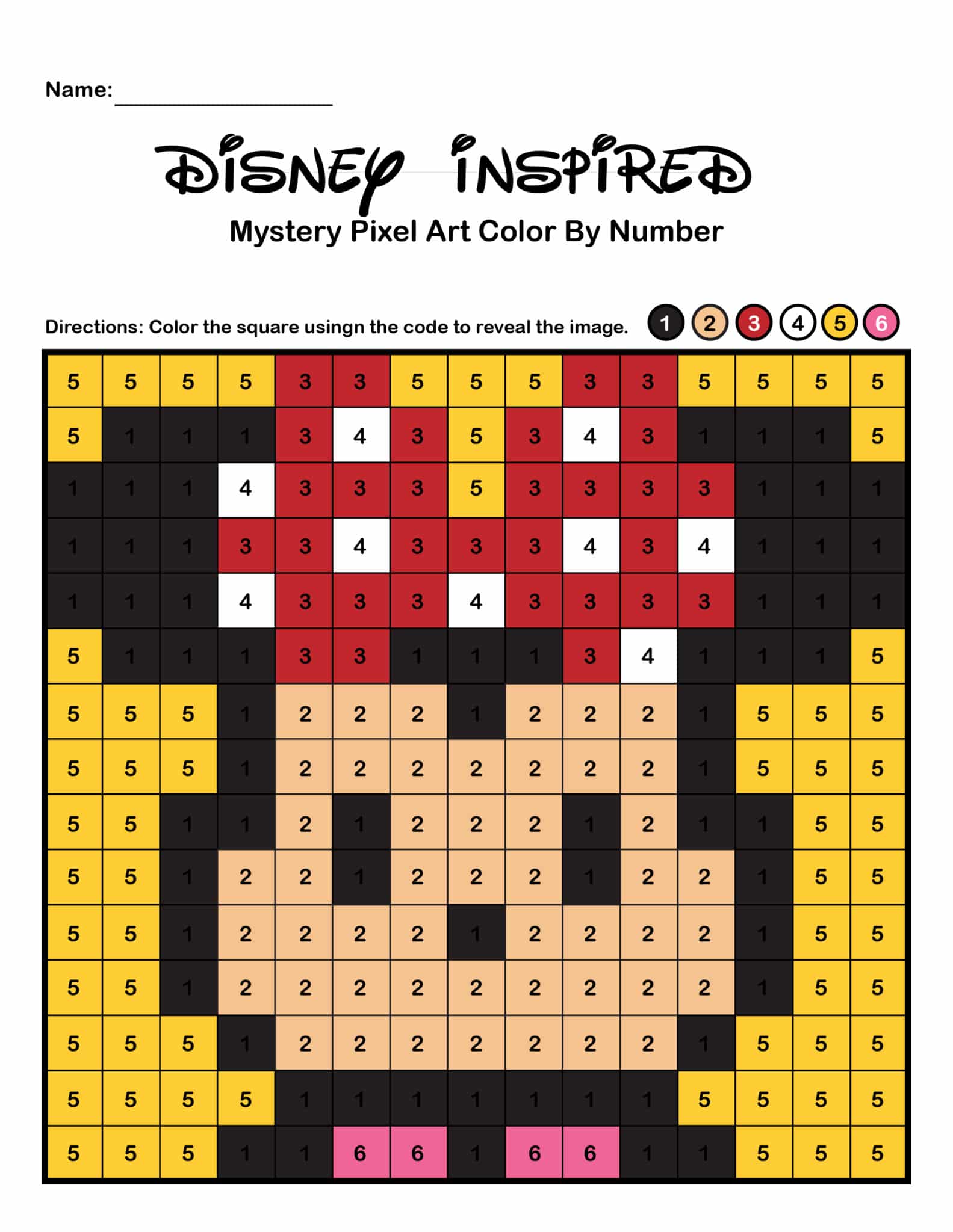 Disney Pixel Art Coloring Pages - Kids Activity Zone