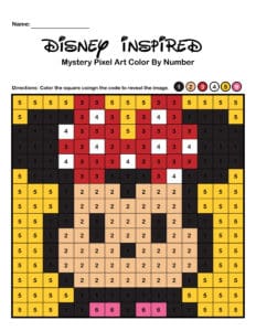 Disney Pixel Art Coloring Pages - Kids Activity Zone