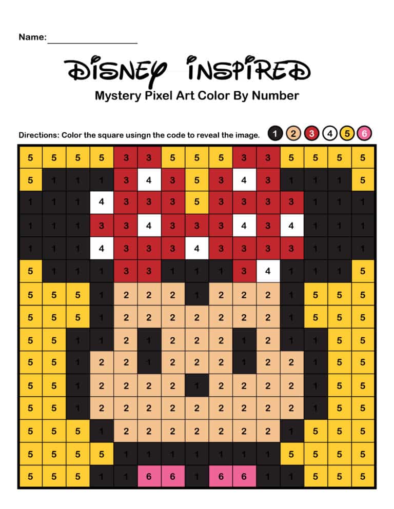 Disney Pixel Art Coloring Pages - Kids Activity Zone