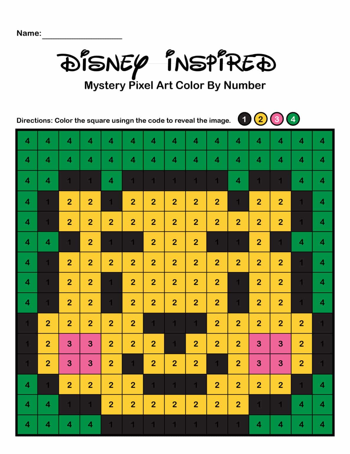 Disney Pixel Art Coloring Pages - Kids Activity Zone