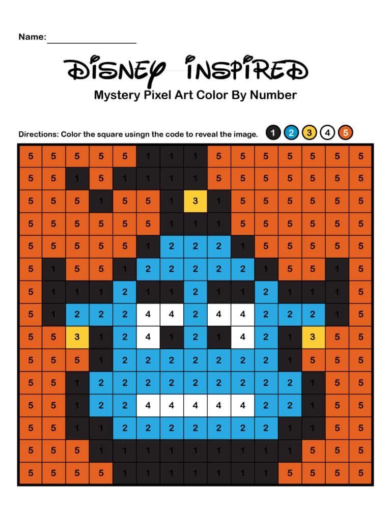 Disney Pixel Art Coloring Pages - Kids Activity Zone