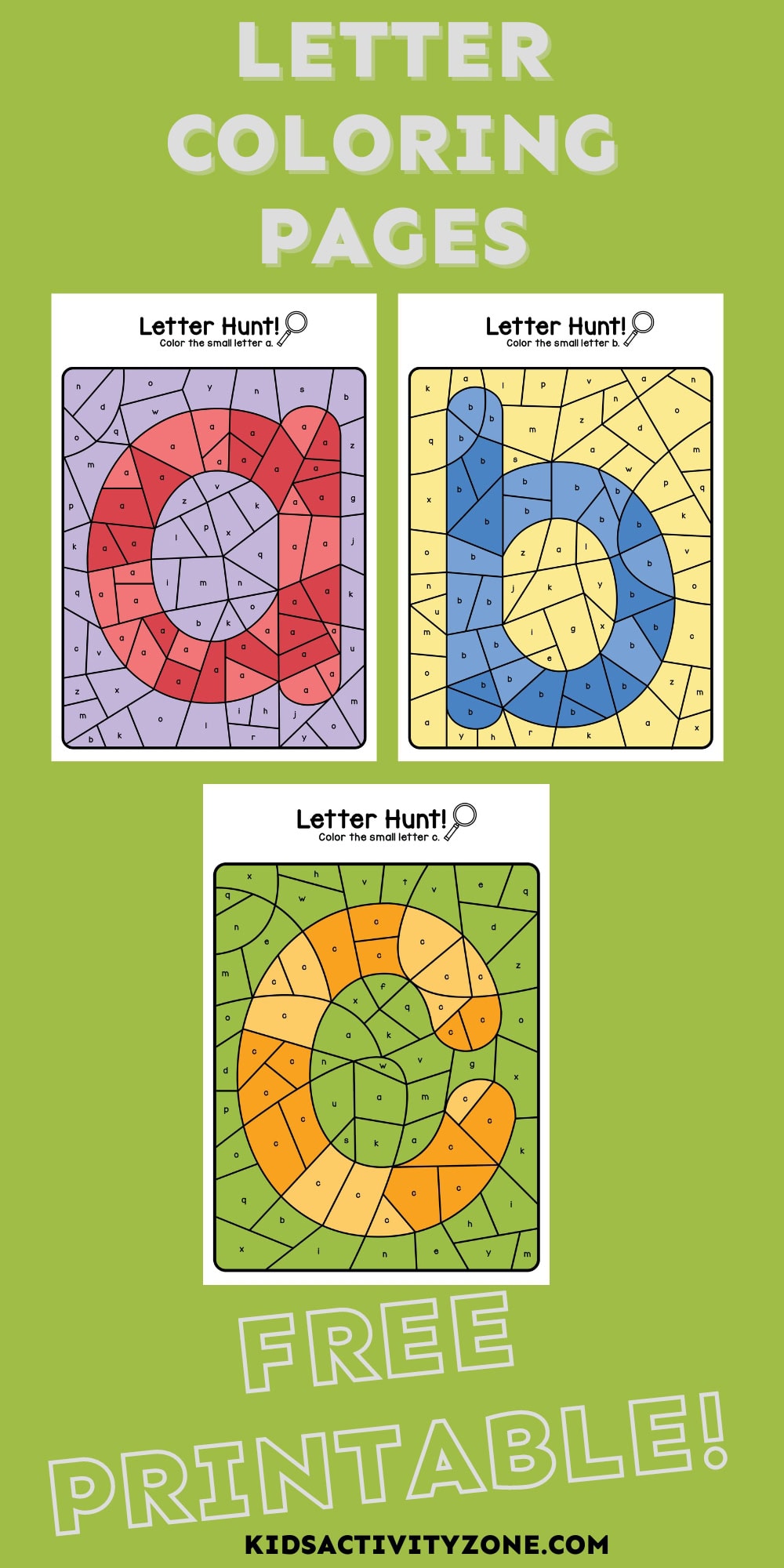 Letter Coloring Pages - Hidden Letter Hunt - Kids Activity Zone