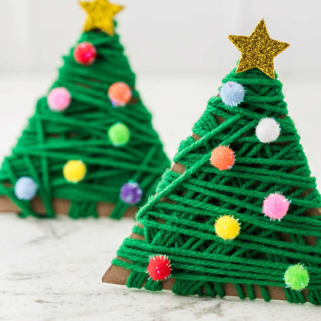 Yarn Wrapped Christmas Tree Craft - Kids Activity Zone
