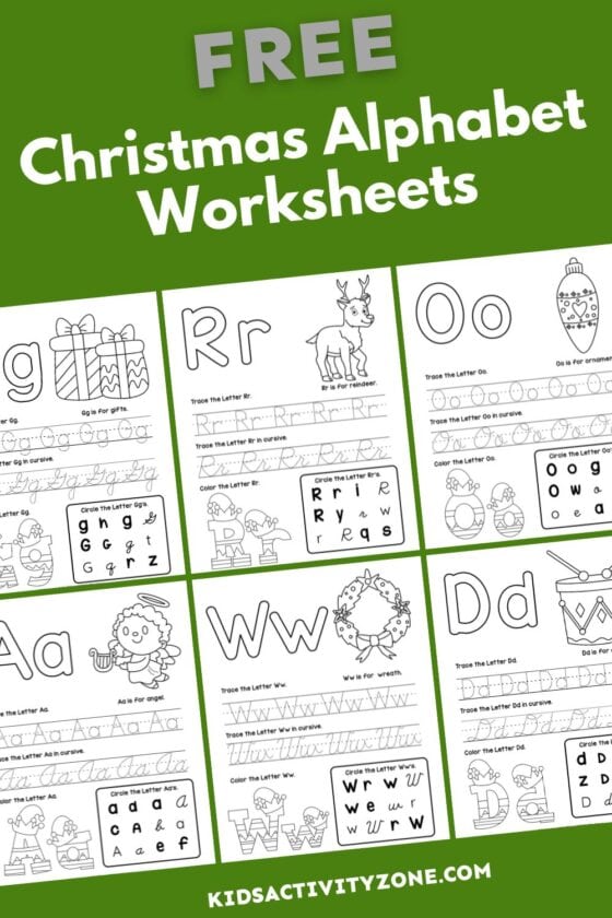 FREE Printable Christmas Alphabet Worksheets - Kids Activity Zone