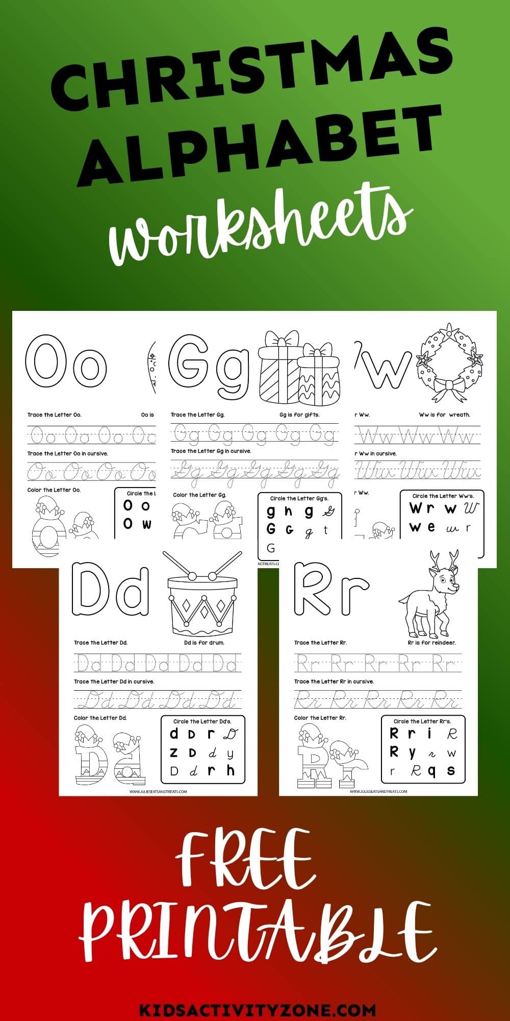 FREE Printable Christmas Alphabet Worksheets - Kids Activity Zone